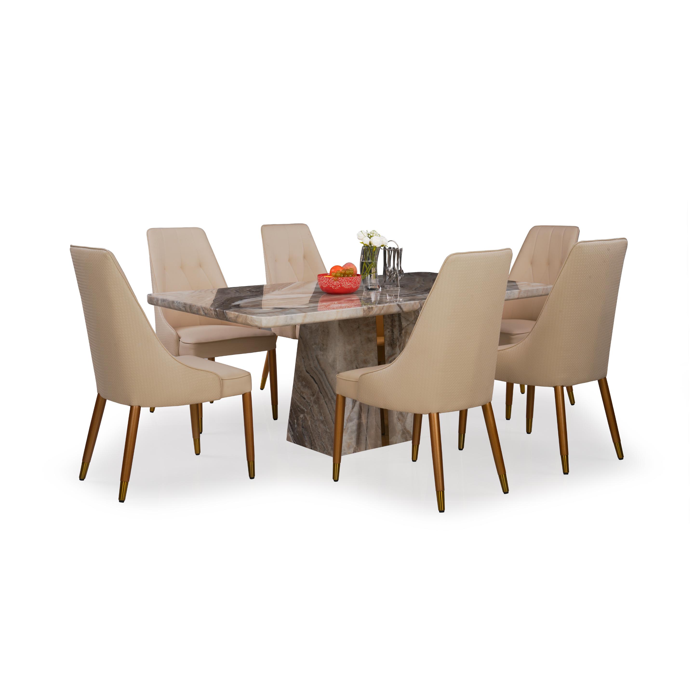 Buy Viola Beige Composite Marble 6 Seater Dining Set at Durian