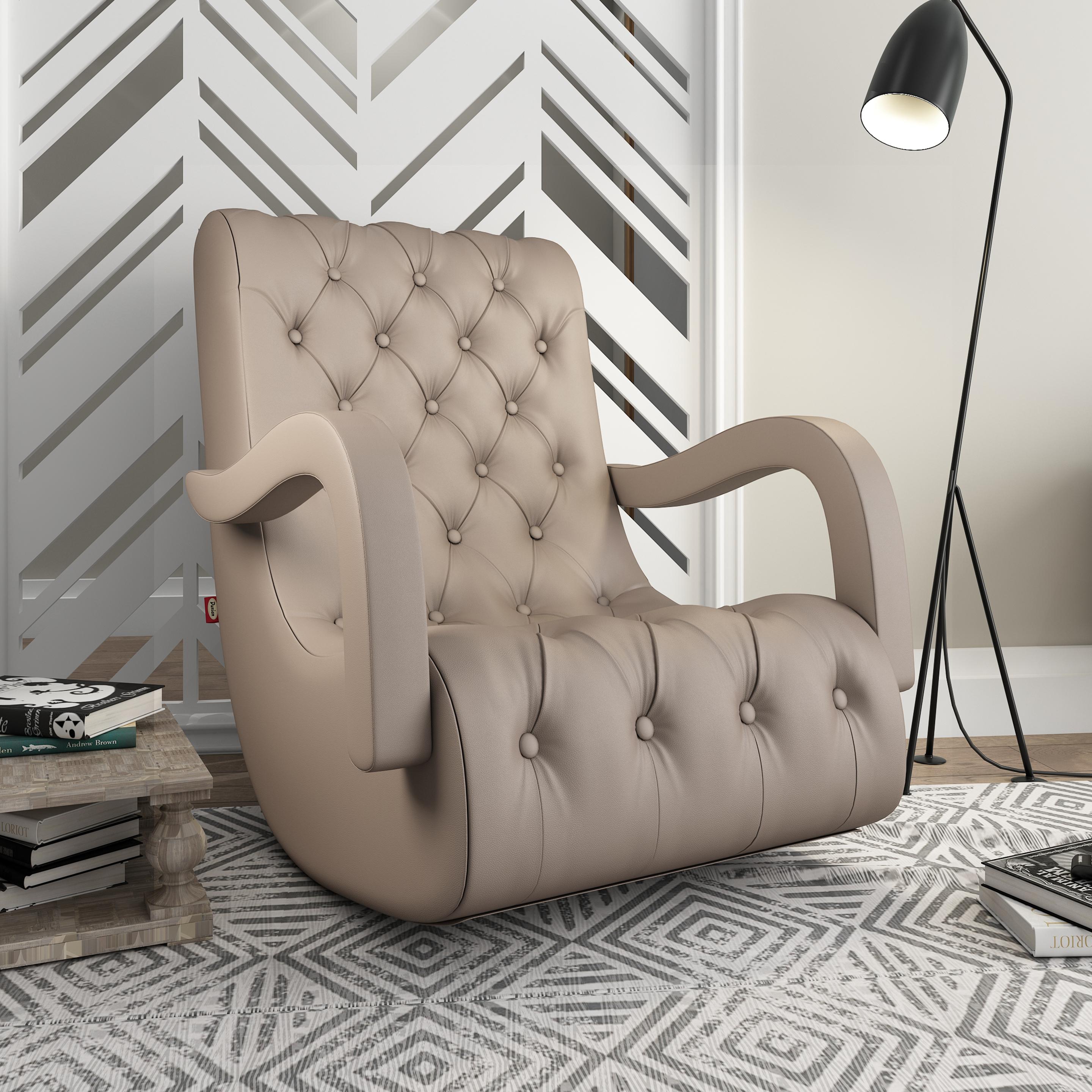 Buy Bid Oyster Grey Leatherette Rocking Chair Online at Durian