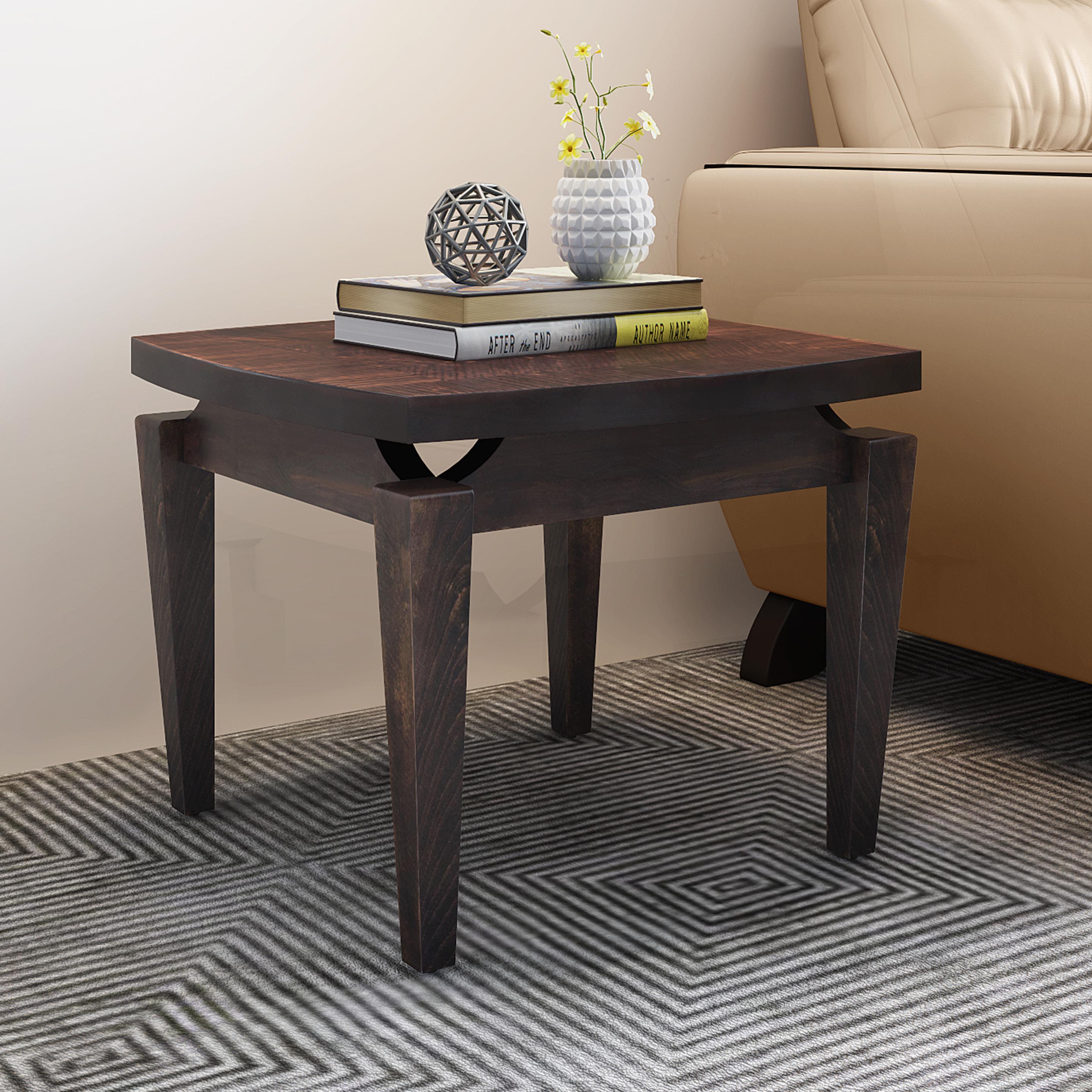 Buy Ambrose Dark Oak Brown Veneer Side & End Table Online @Durian