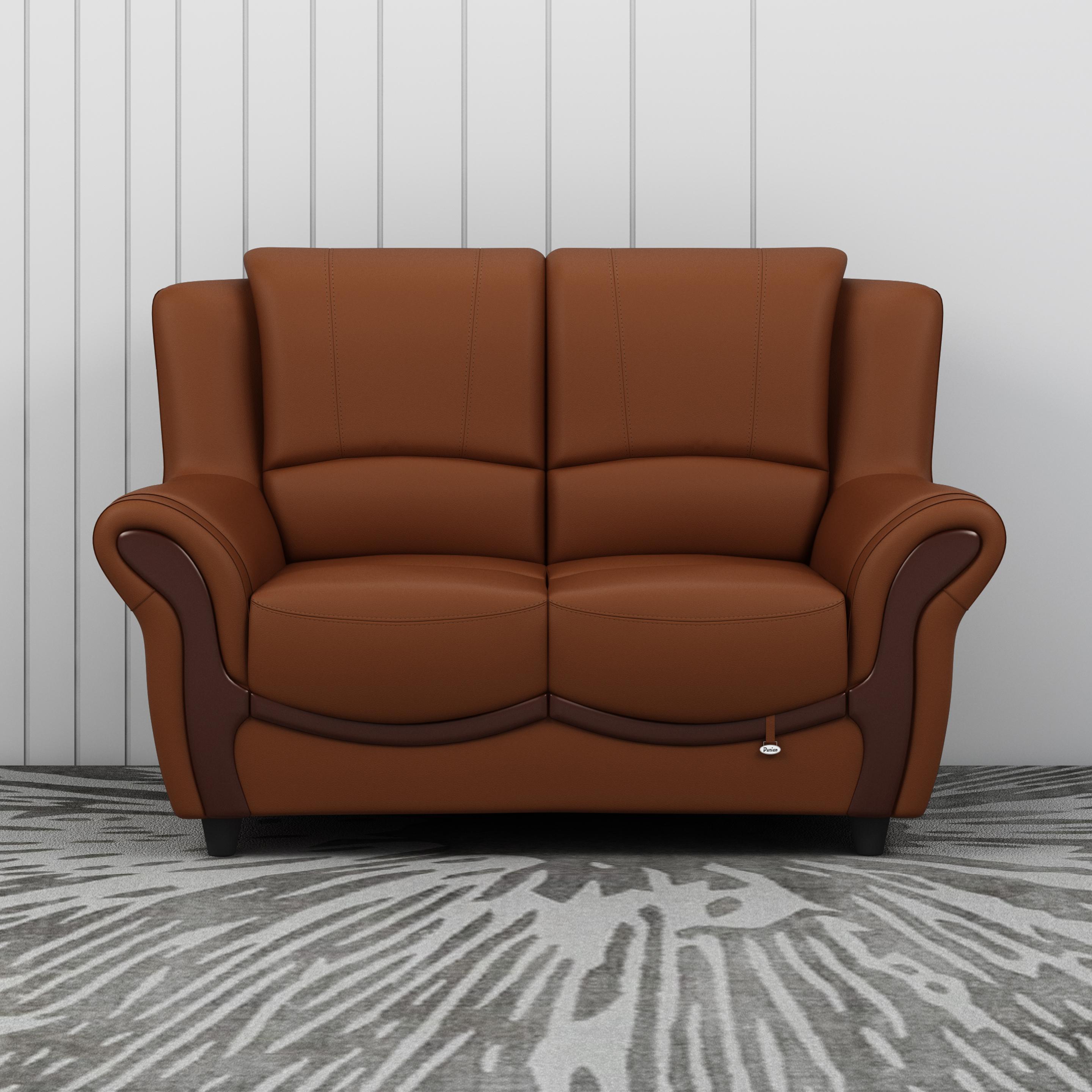 Buy Blos Two Seater Cinnamon Brown Leatherette Sofa Online @Durian