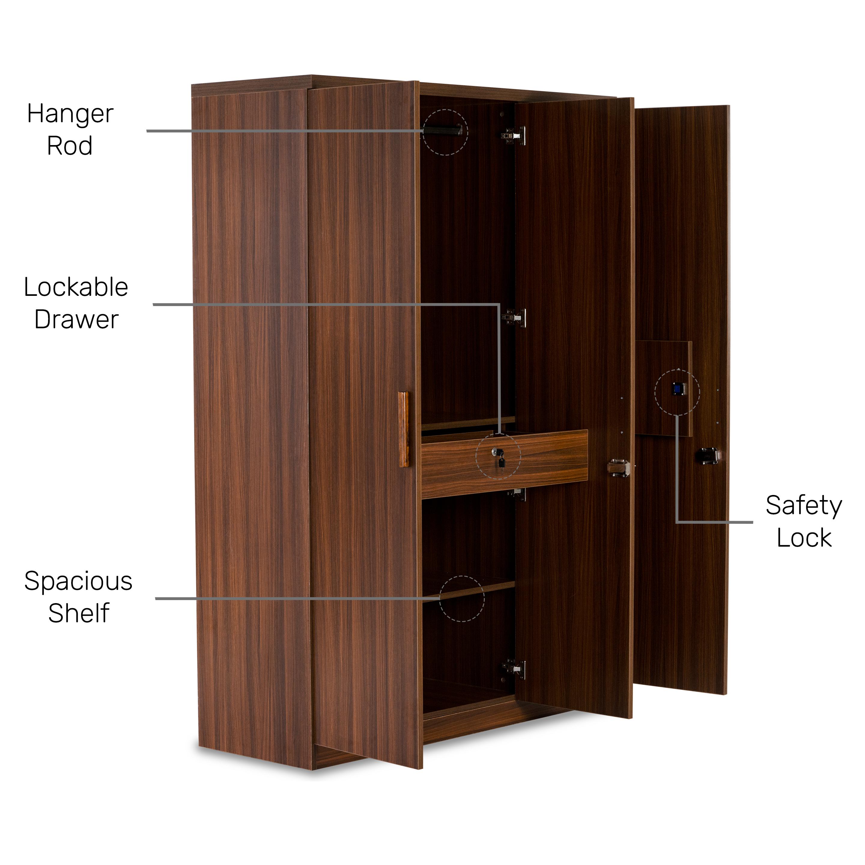 Buy Salvador Walnut Brown Engineered Wood 3 Door Wardrobe Durian