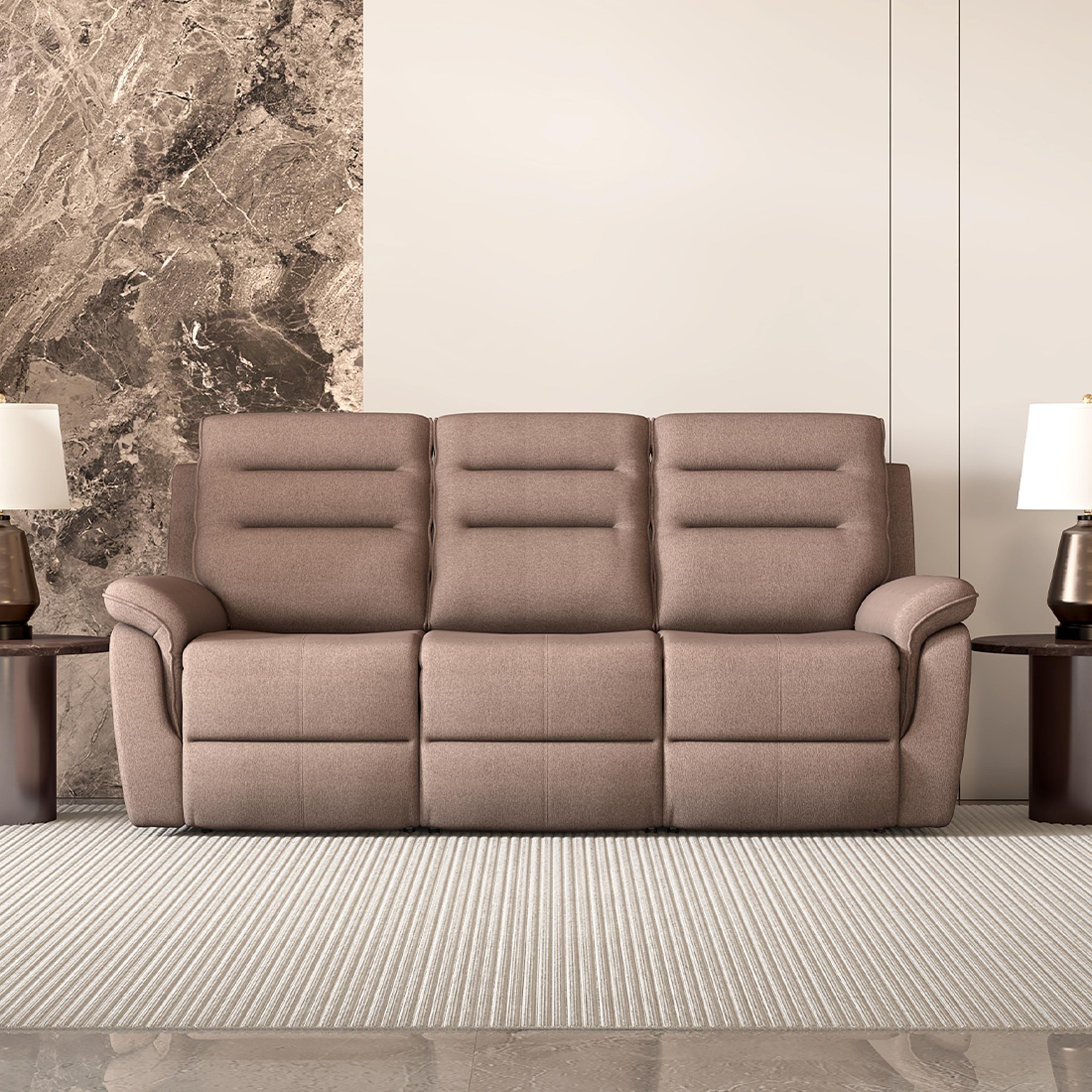 Buy Silvana Three Seater Beige Tweed Fabric Recliner Online Durian