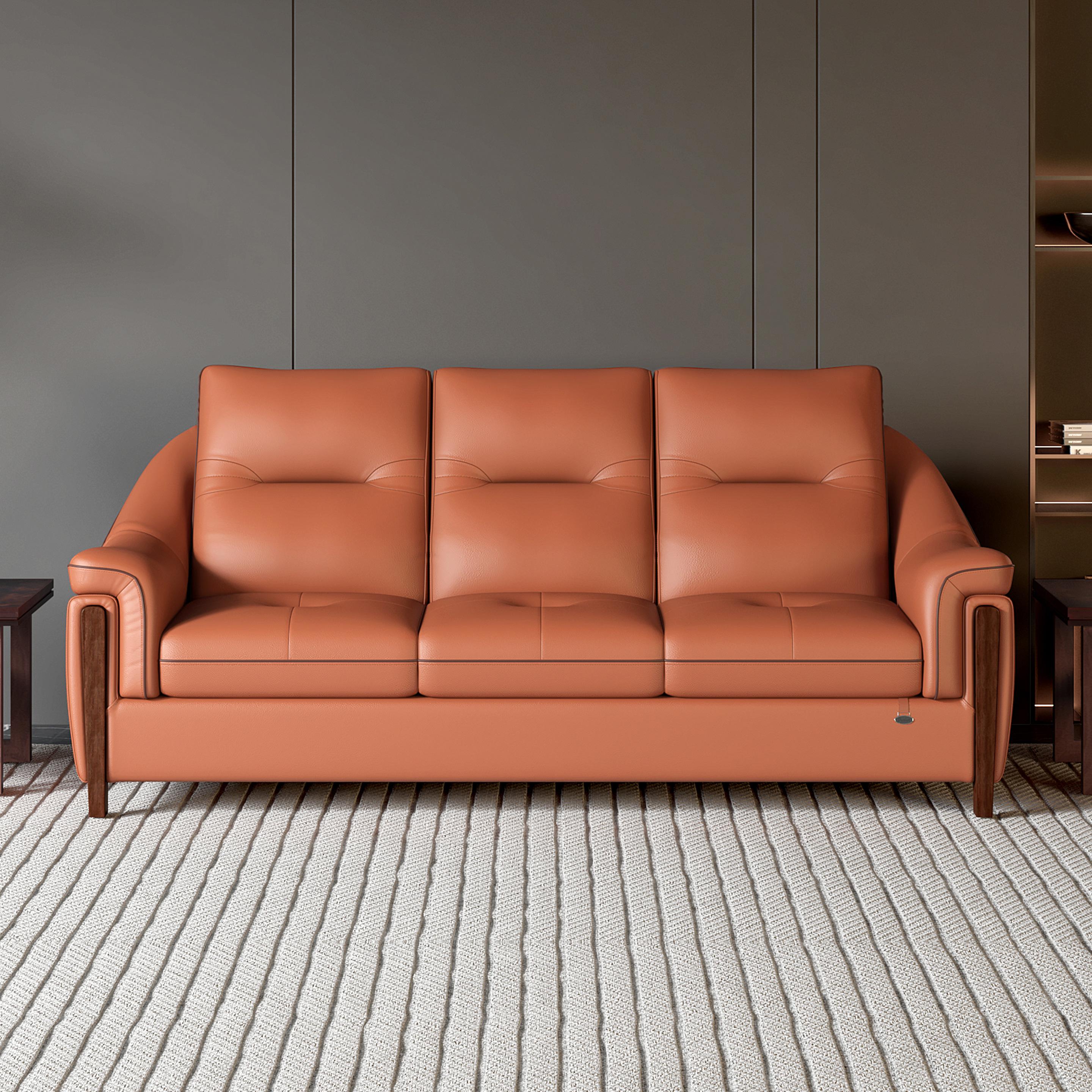 Buy Russet Three Seater Cinnamon Brown Leatherette Sofa at Durian