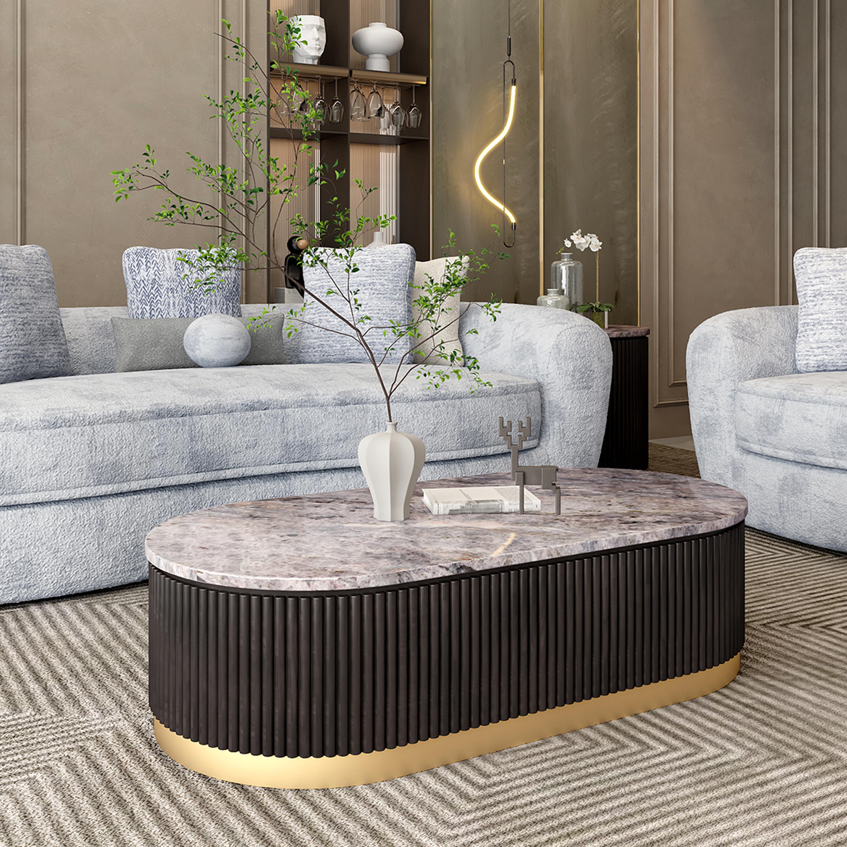 Buy Opus Brown Natural Stone Coffee & Center Table Online @Durian