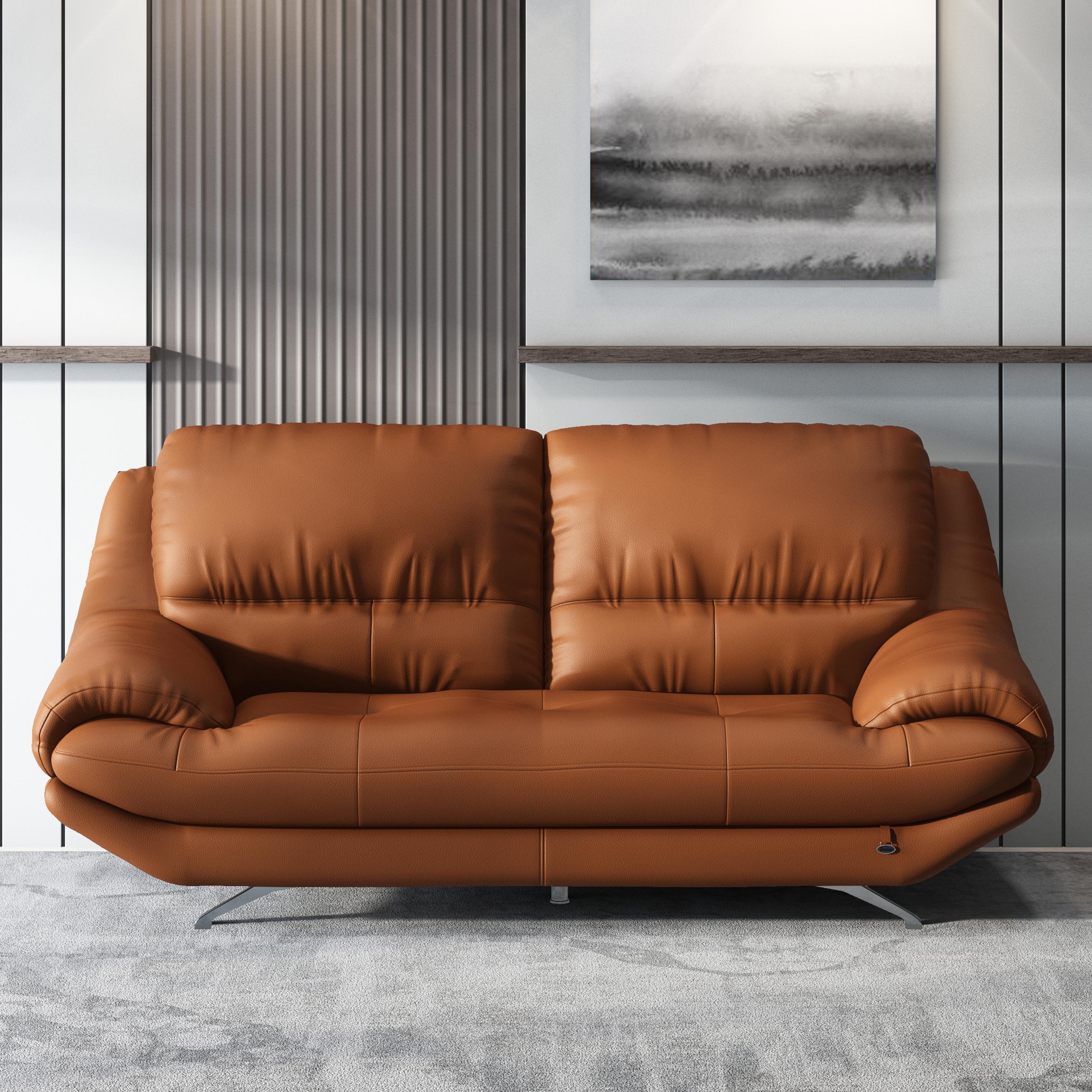 Buy Clarkson Three Seater Cinnamon Brown Leatherette Sofa Durian