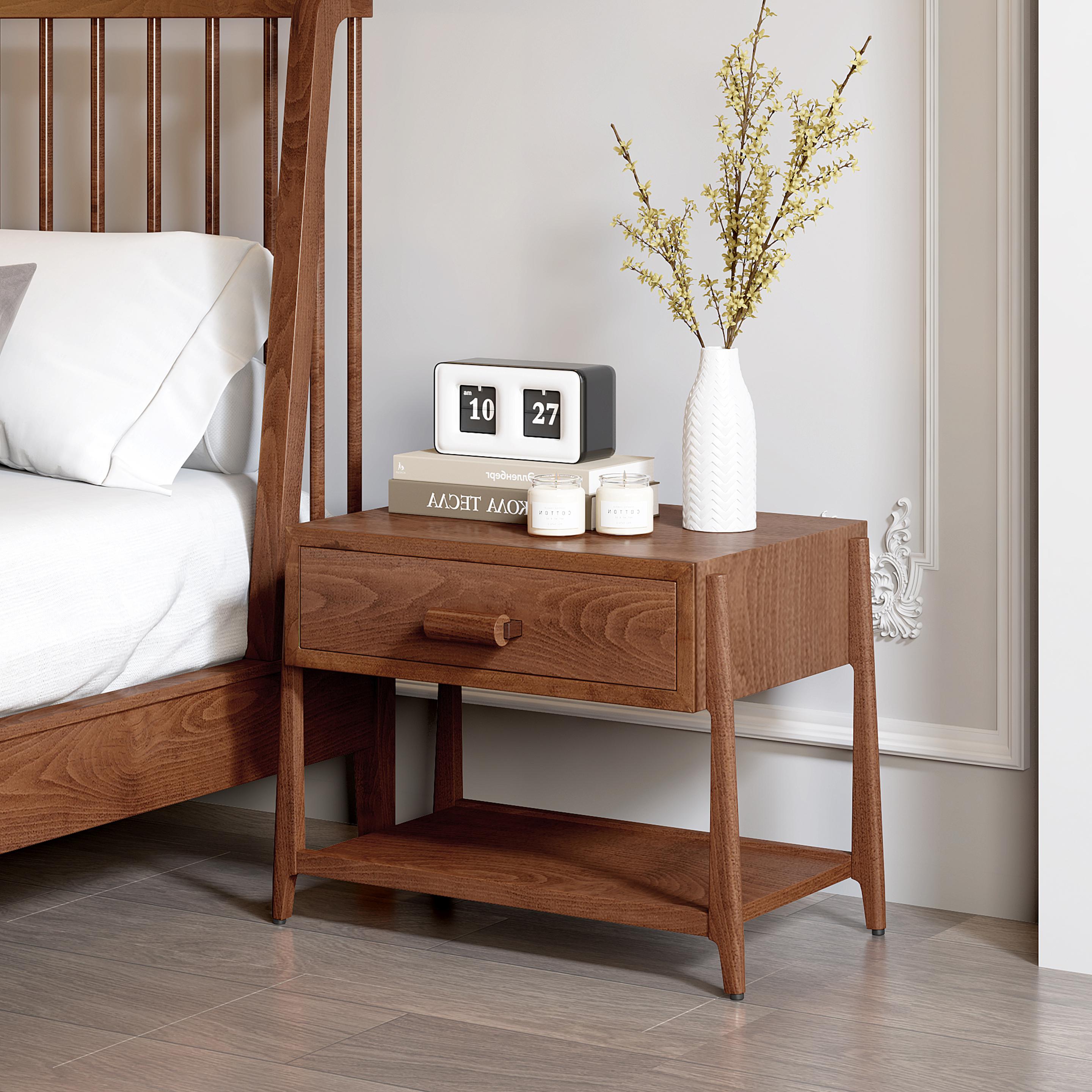 Buy Calista Brown Solid Wood Bedside Table Online at Durian