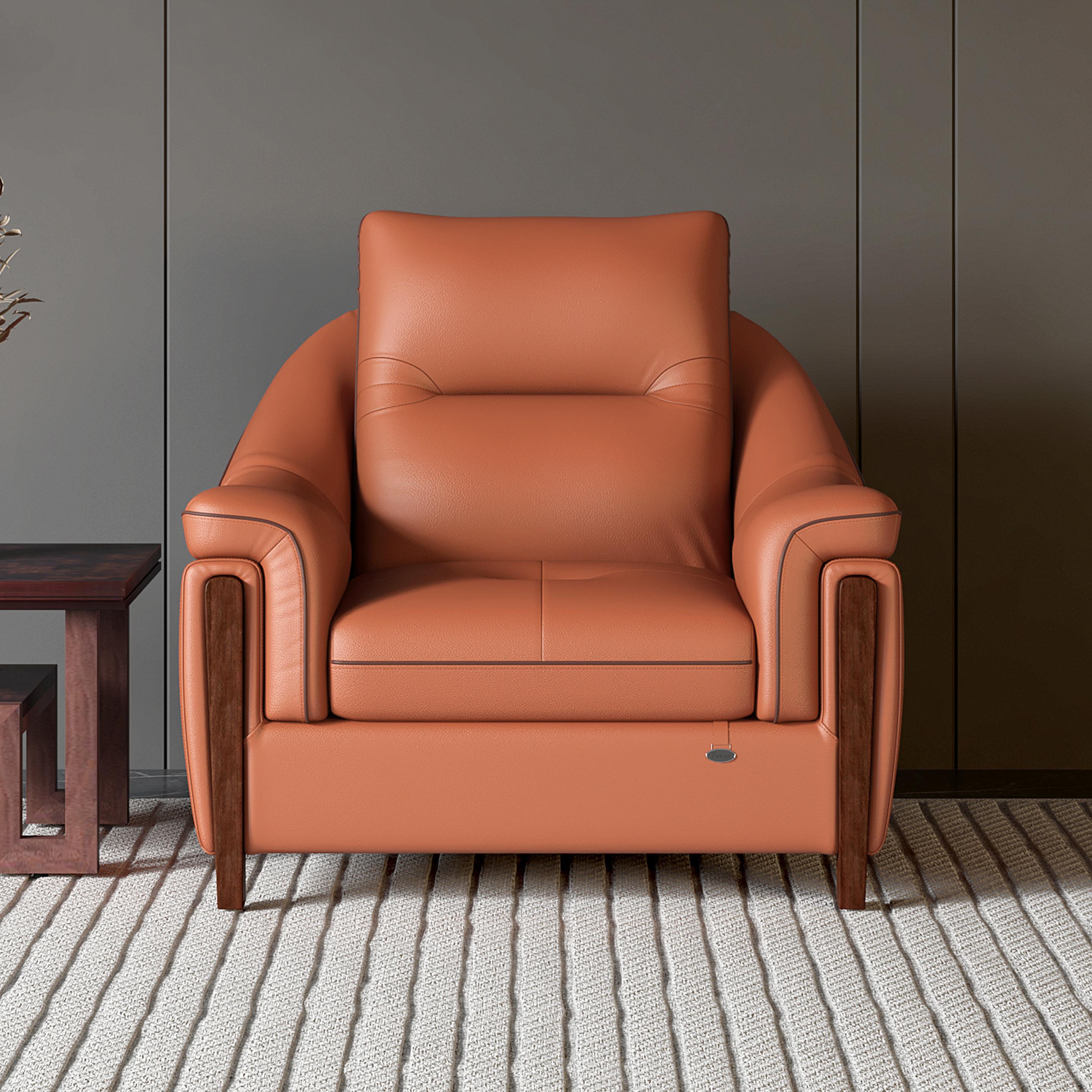Buy Russet One Seater Cinnamon Brown Leatherette Sofa at Durian