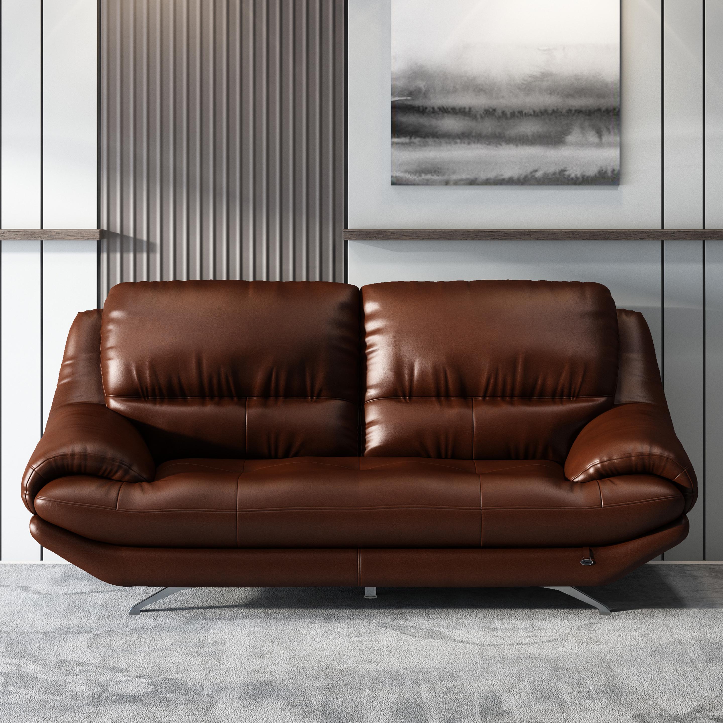 Buy Clarkson Three Seater Mahogany Brown Leatherette Sofa Durian