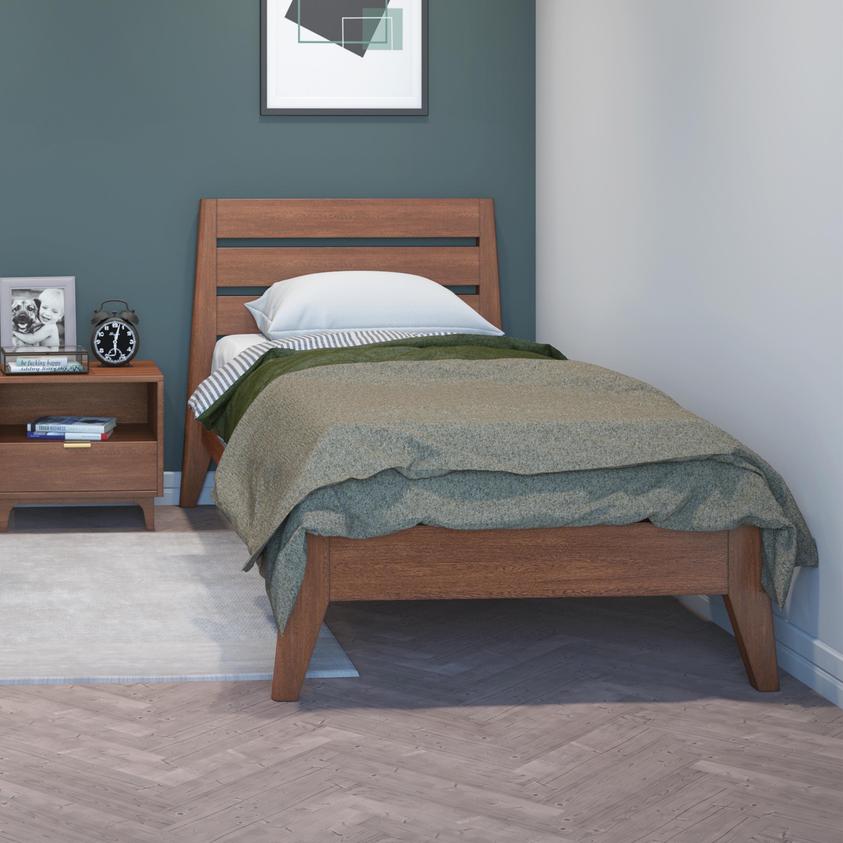 Buy Wink Leeds White Brown Fabric Solid Wood Single Bed and Mattress ...