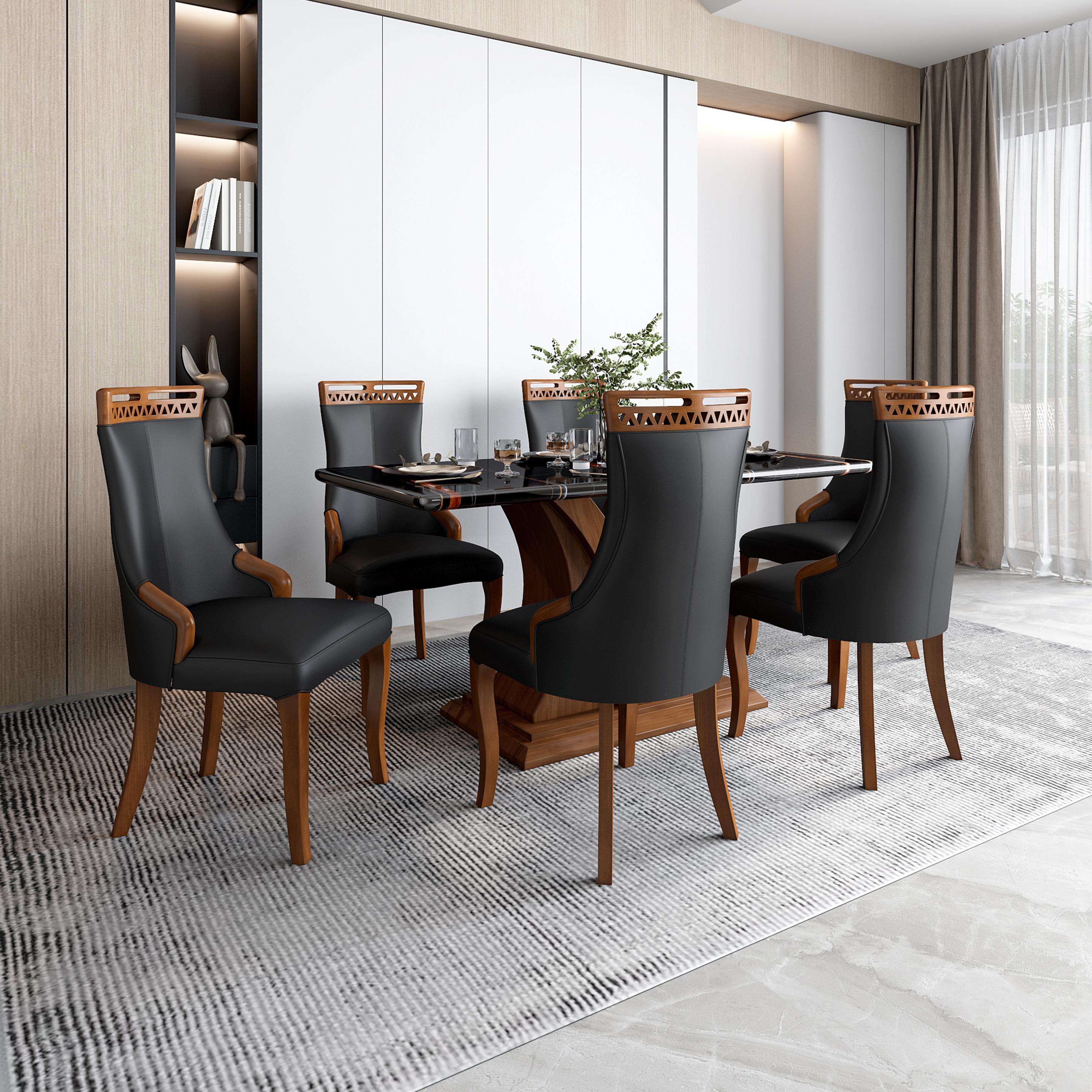 Buy Cardinal Brown Composite Marble 6 Seater Dining Set at Durian