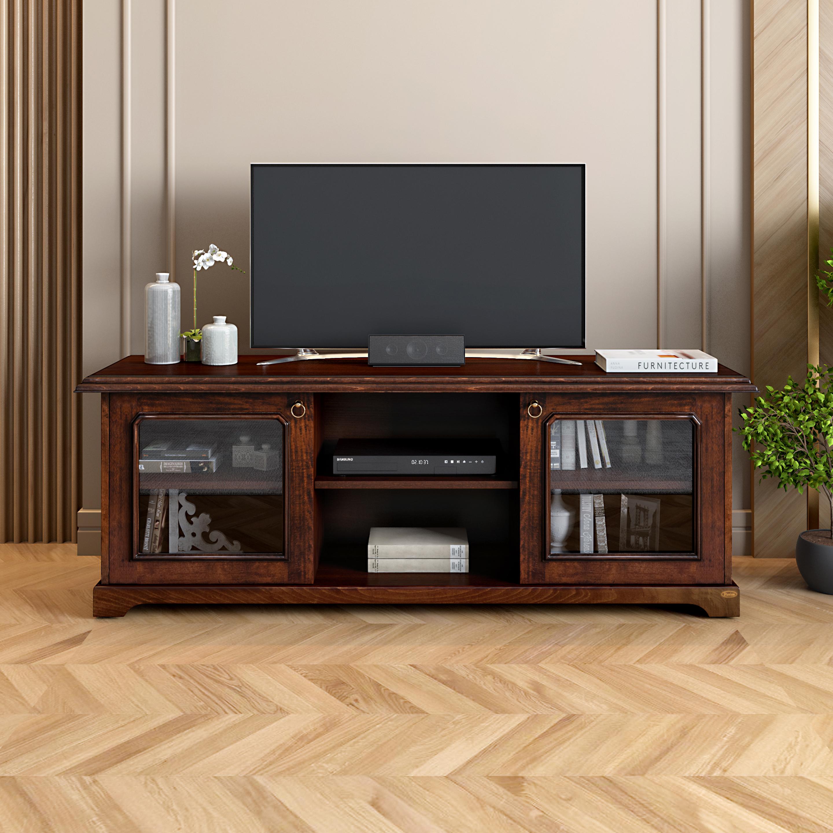 Buy Lewis Veneer Mid Century TV Unit in Dark Oak Finish
