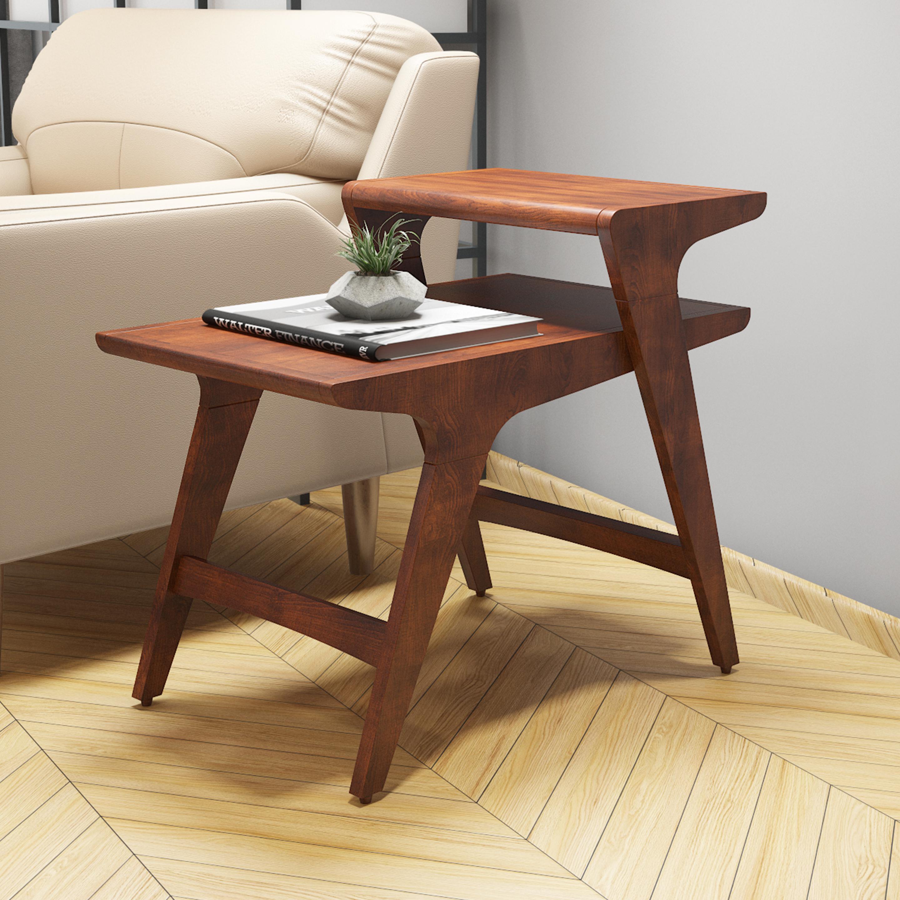 Buy Mackenzie Brown - Dark Oak Veneer Solid Wood Side Table Online At ...
