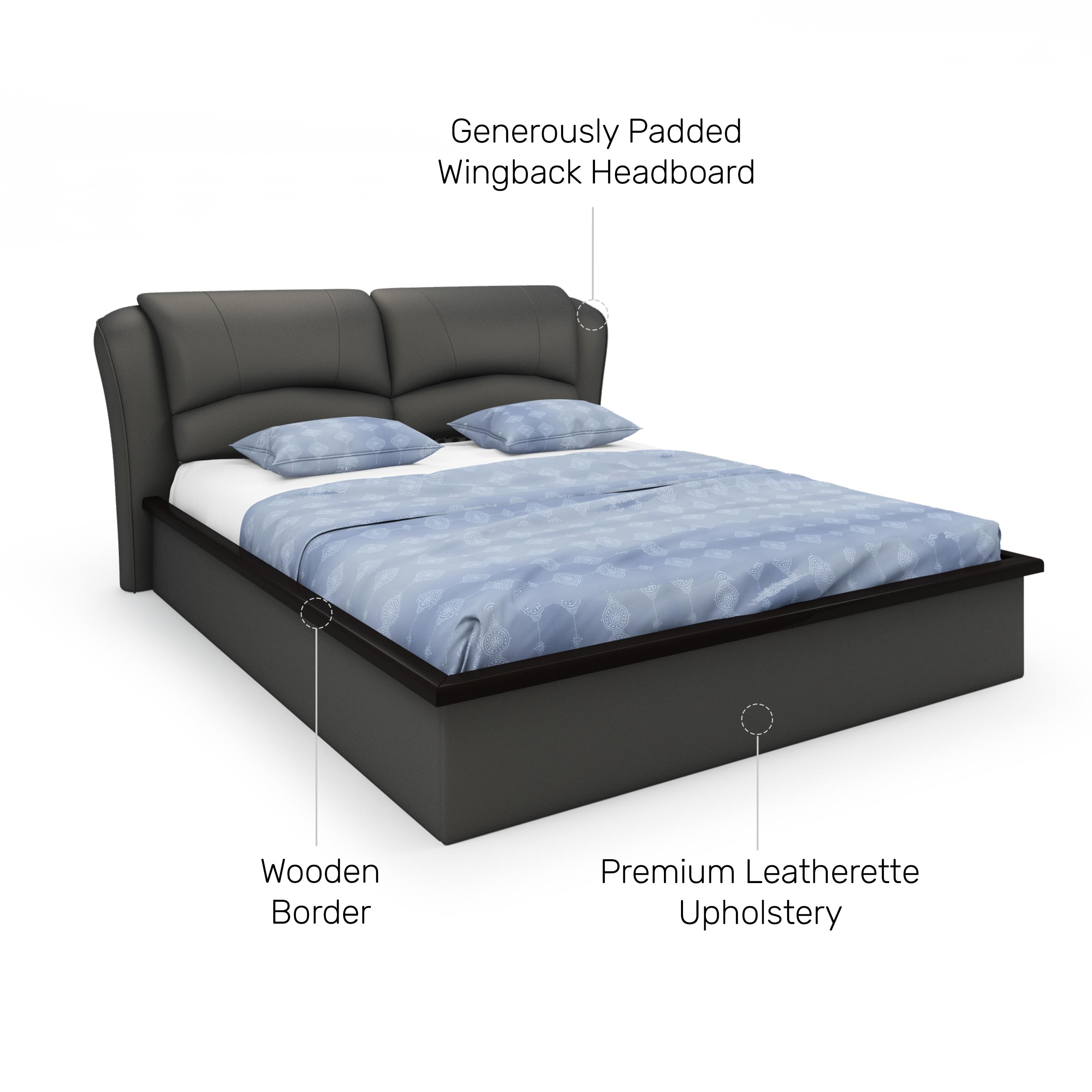 Buy Winston Slate Grey Leatherette Queen Size Bed Online @Durian
