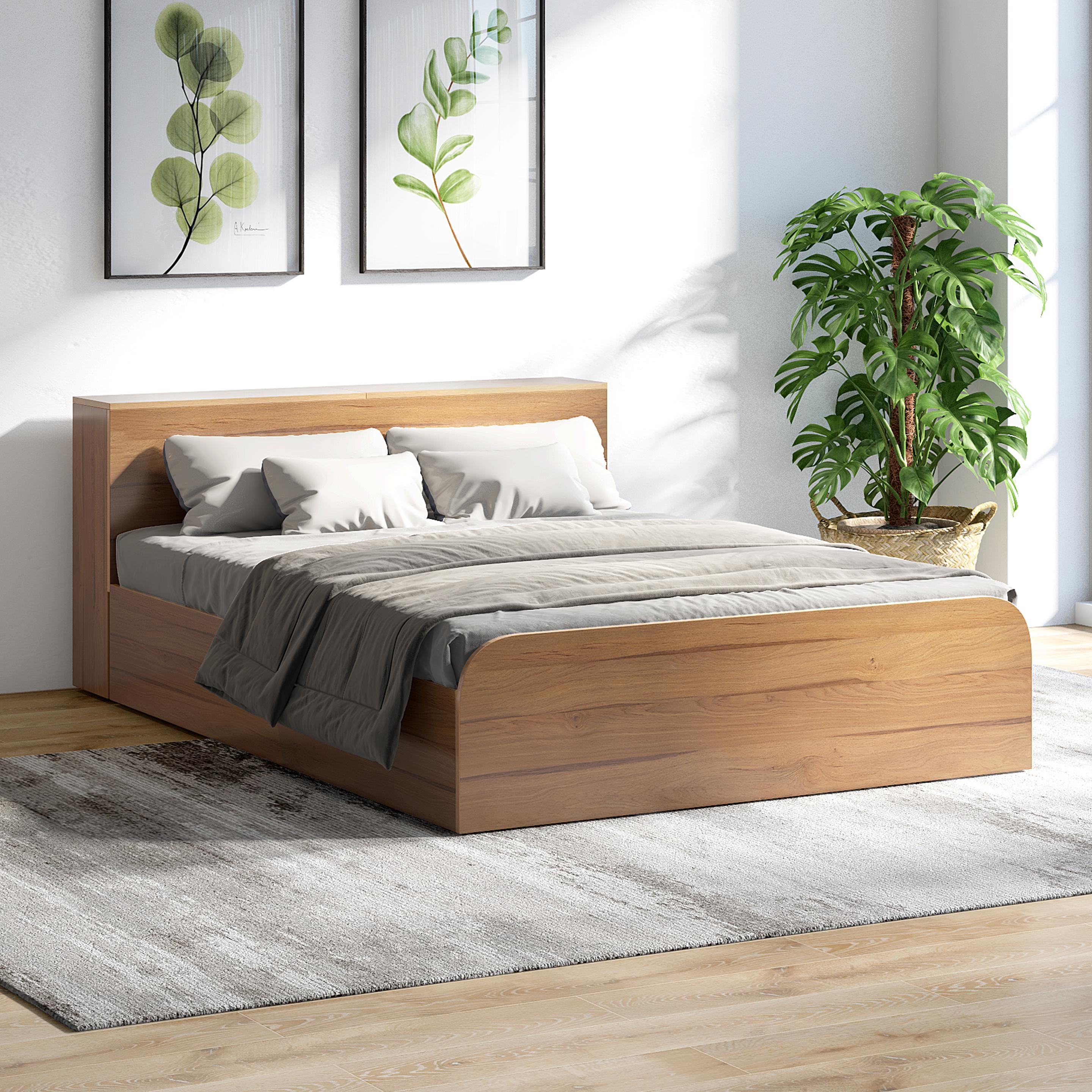 Buy Vienta Brentwood Oak Engineered Wood Queen Size Bed at Durian