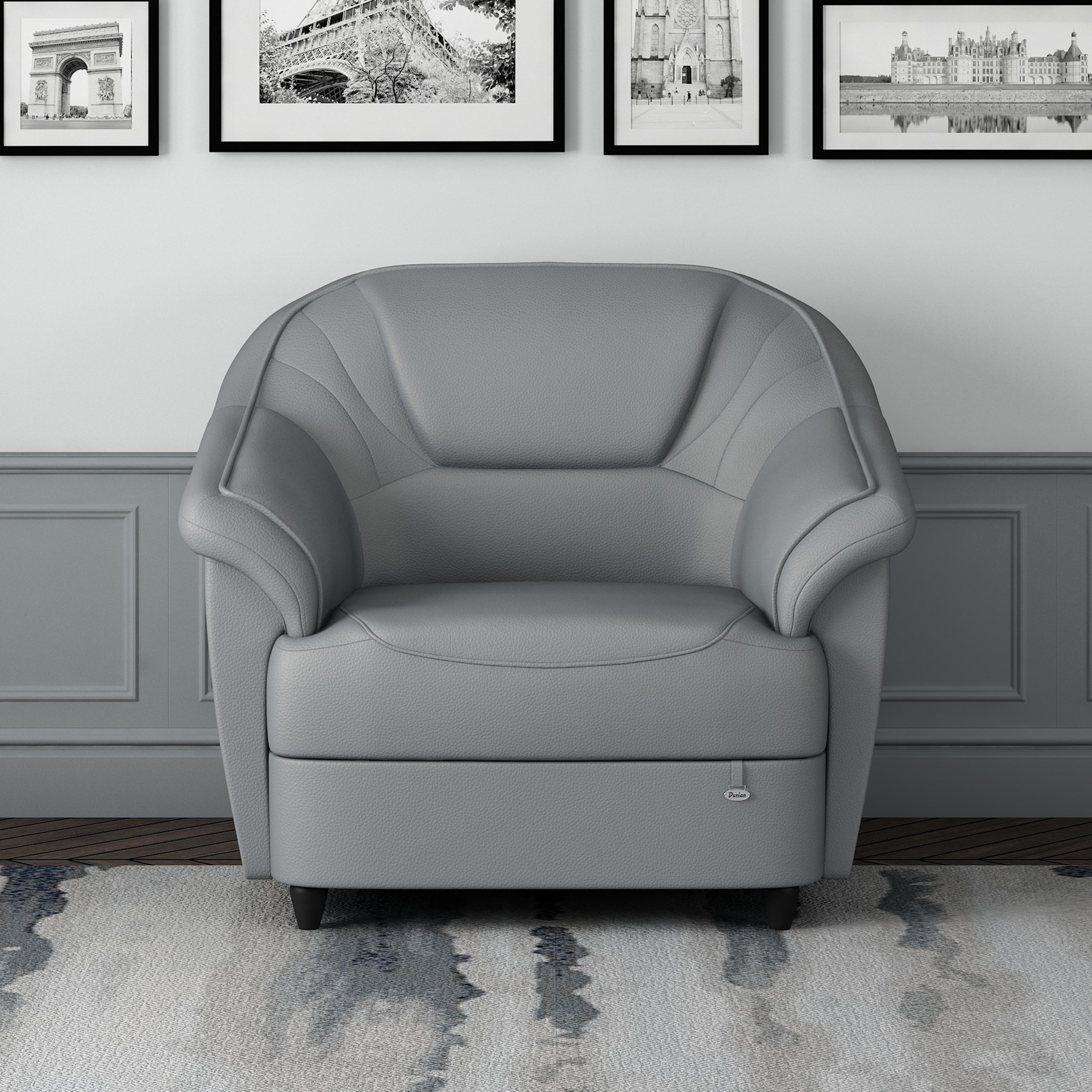 Buy Berry One Seater Smoke Grey Leatherette Sofa Online at Durian