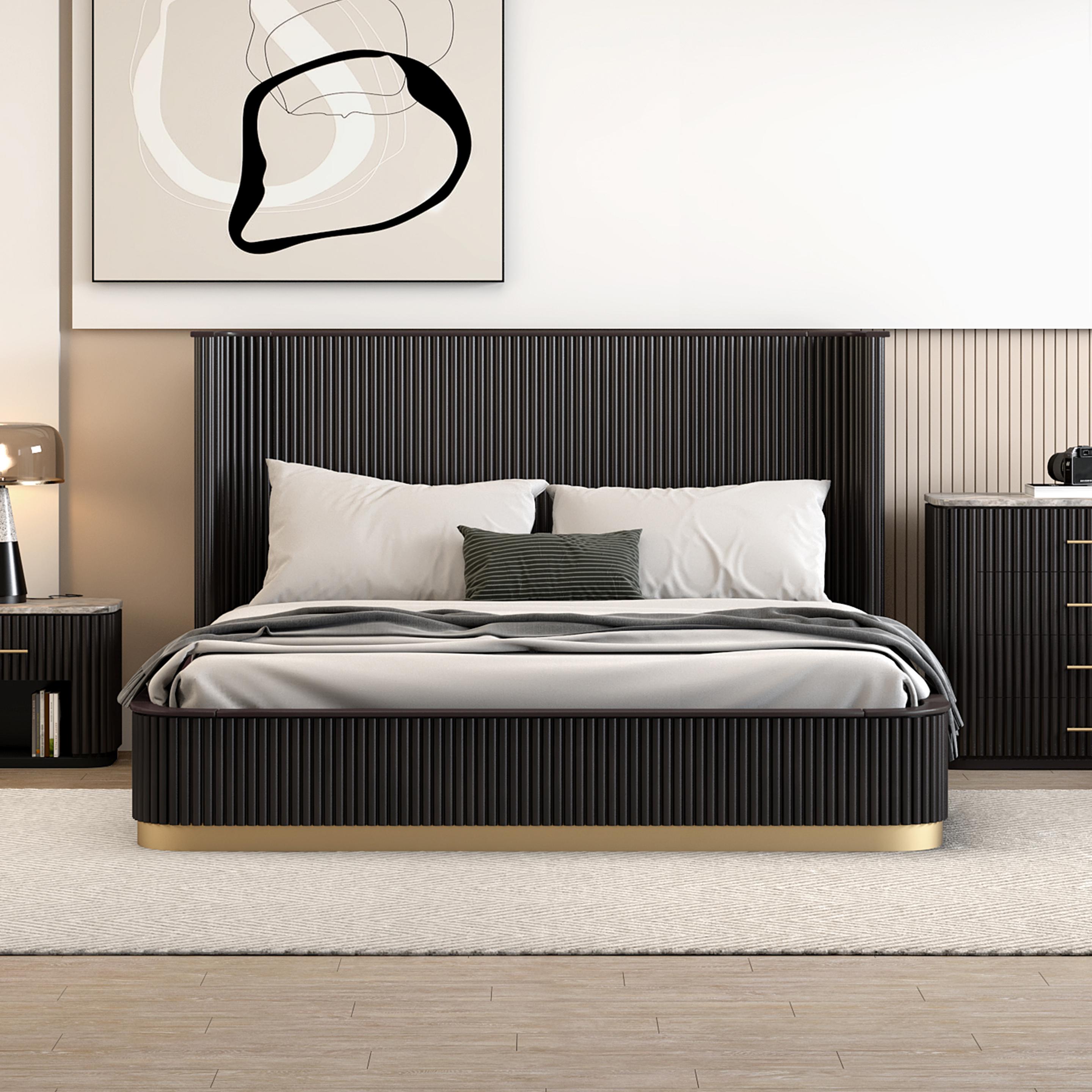 Buy Opus Walnut Brown Engineered Wood King Size Bed Online Durian