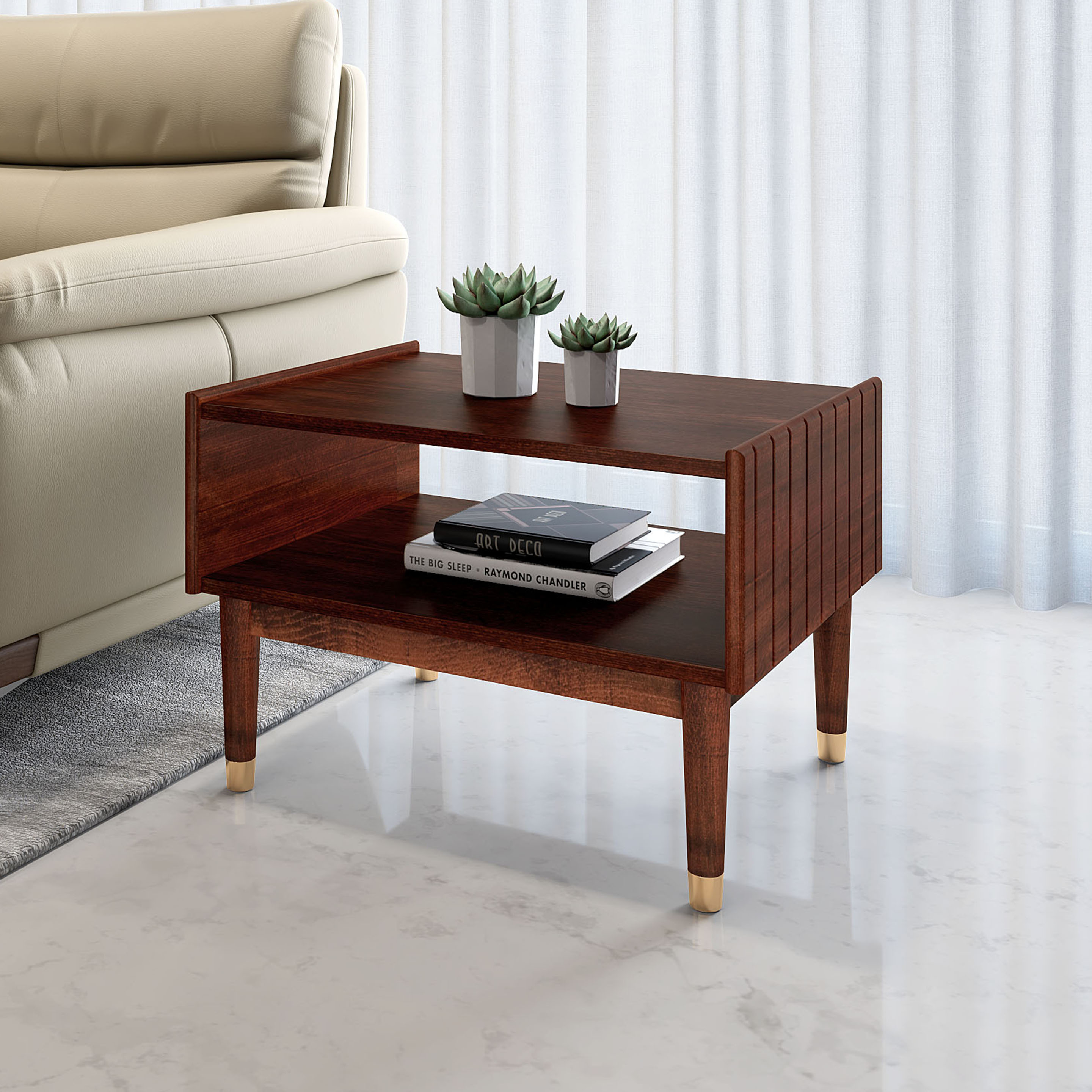 Buy Mcmillan Brown Veneer Solid Wood Side & End Table at Durian.