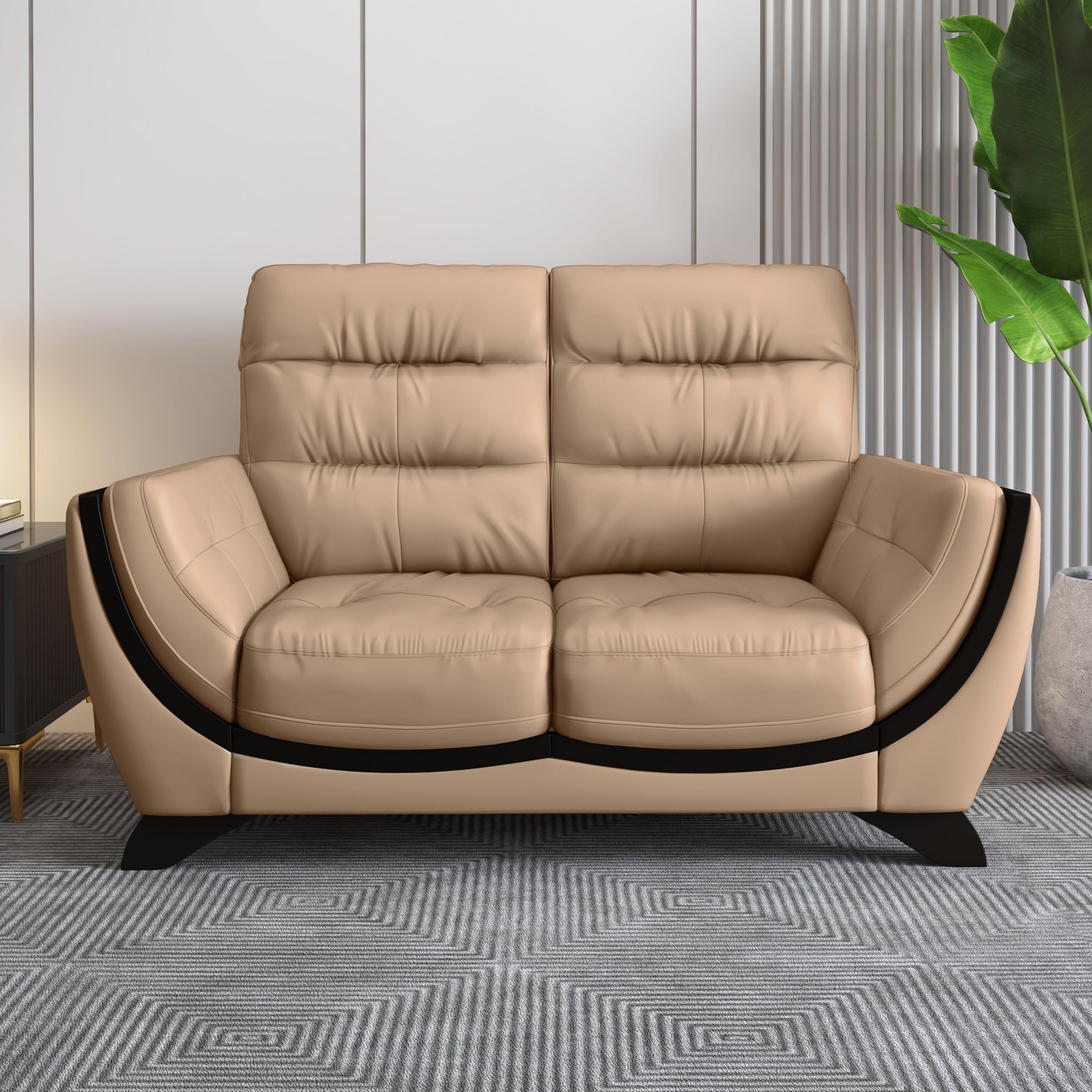 Buy Davos Two Seater Beige Premium Leatherette Sofa Online at Durian