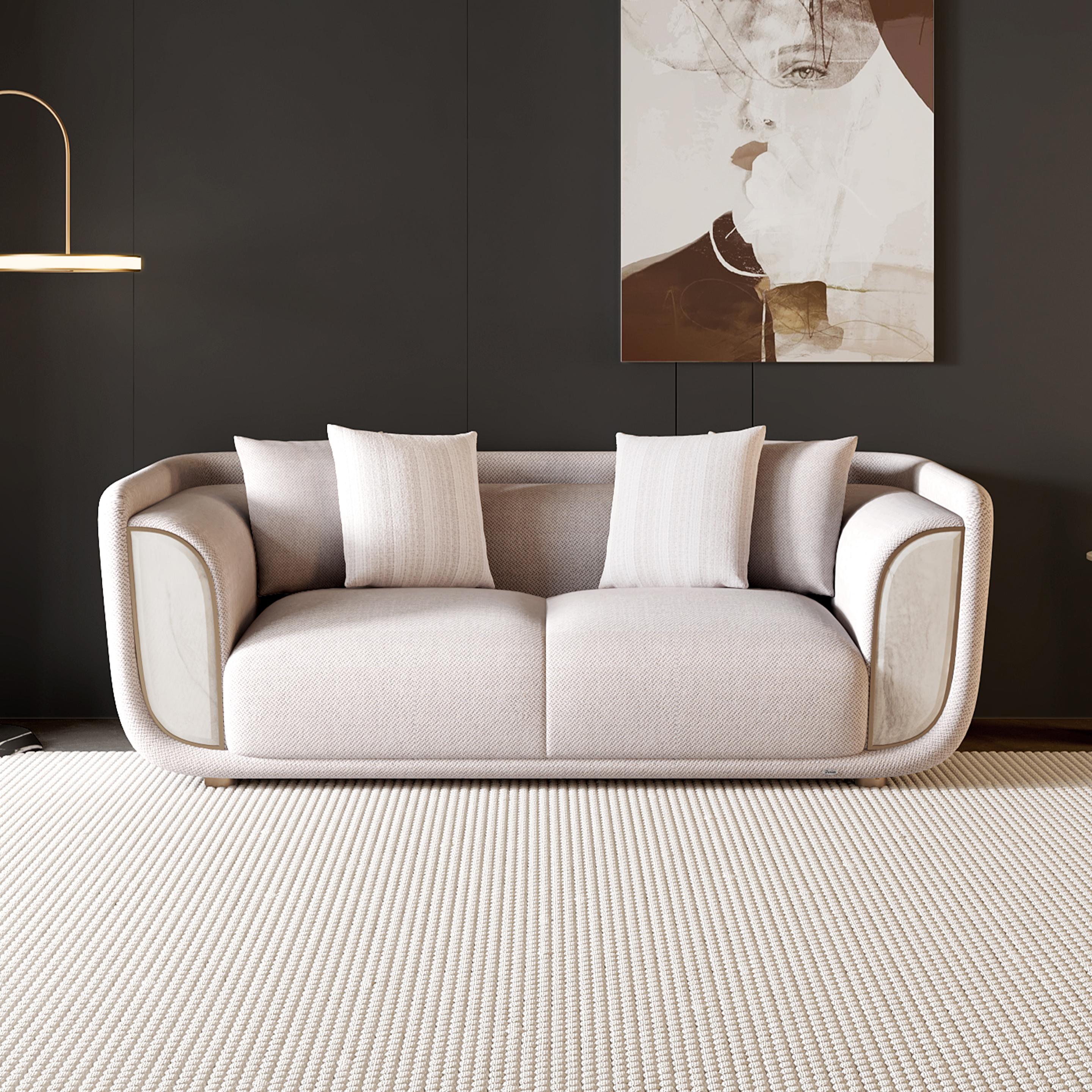 Buy Astoria Two Seater Salt Grey Tweed Fabric Sofa Online Durian