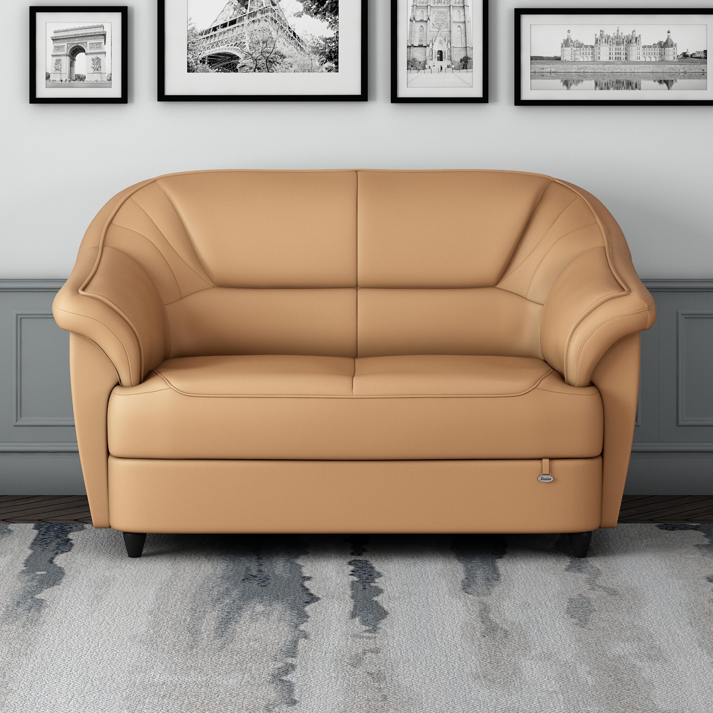 Buy Berry Two Seater Yellow Leatherette Sofa Online at Durian