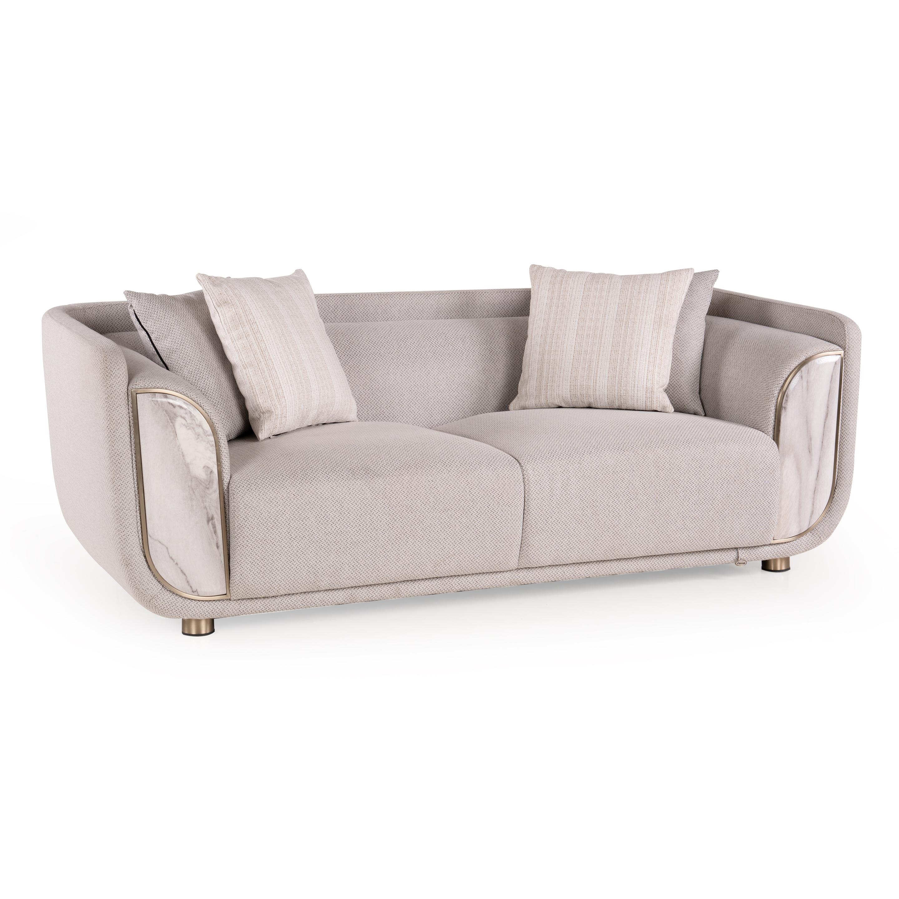 Buy Astoria Two Seater Salt Grey Tweed Fabric Sofa Online Durian