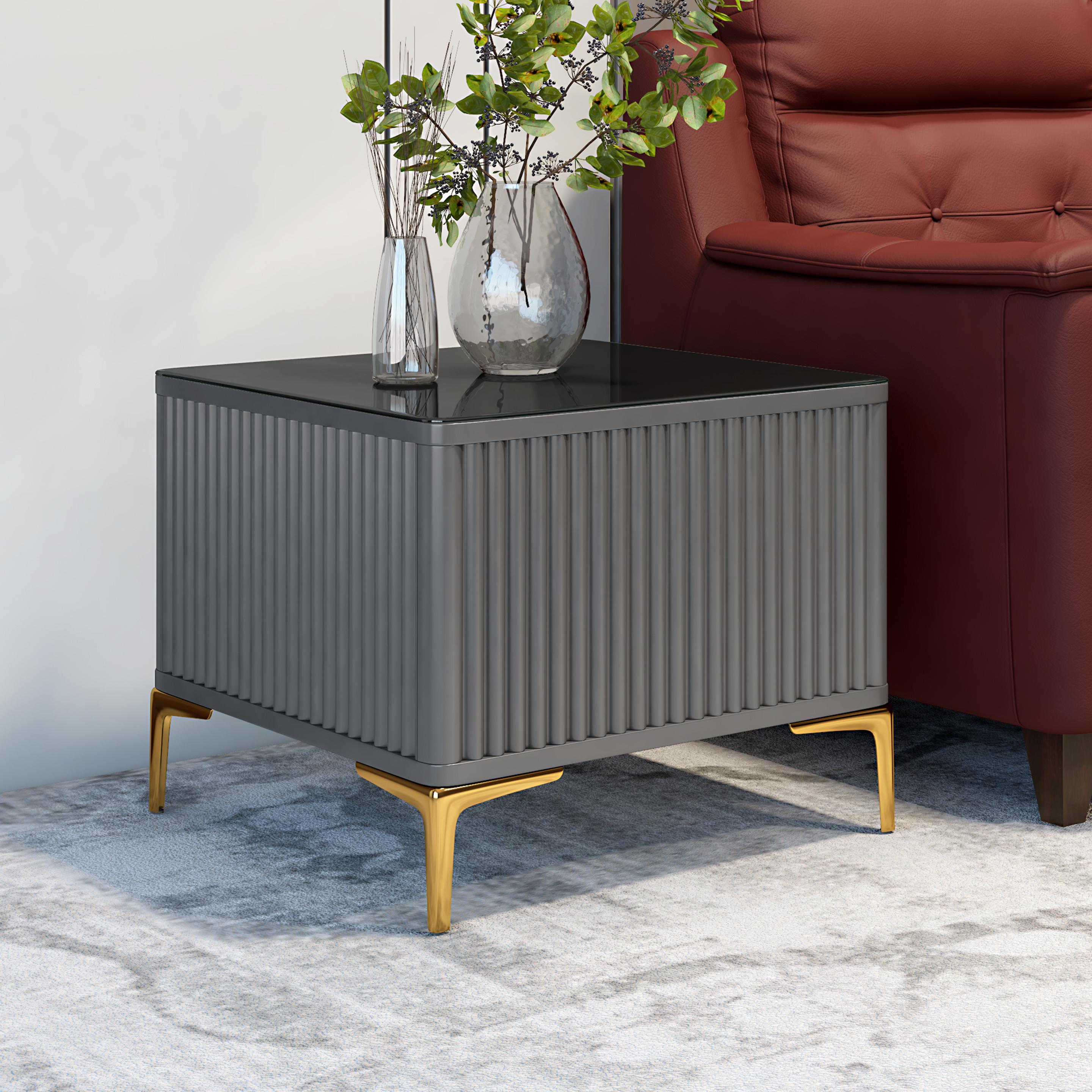 Buy Charlotte/A Grey Glass Side & End Table Online At Durian