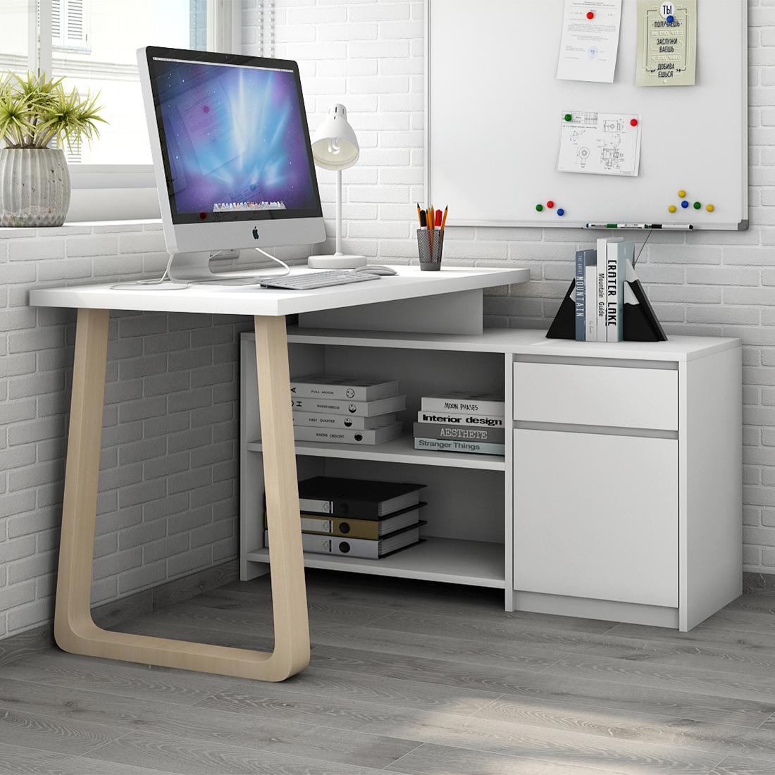 Buy Juda Engineered Wood White Modern Study Desk Online at Durian