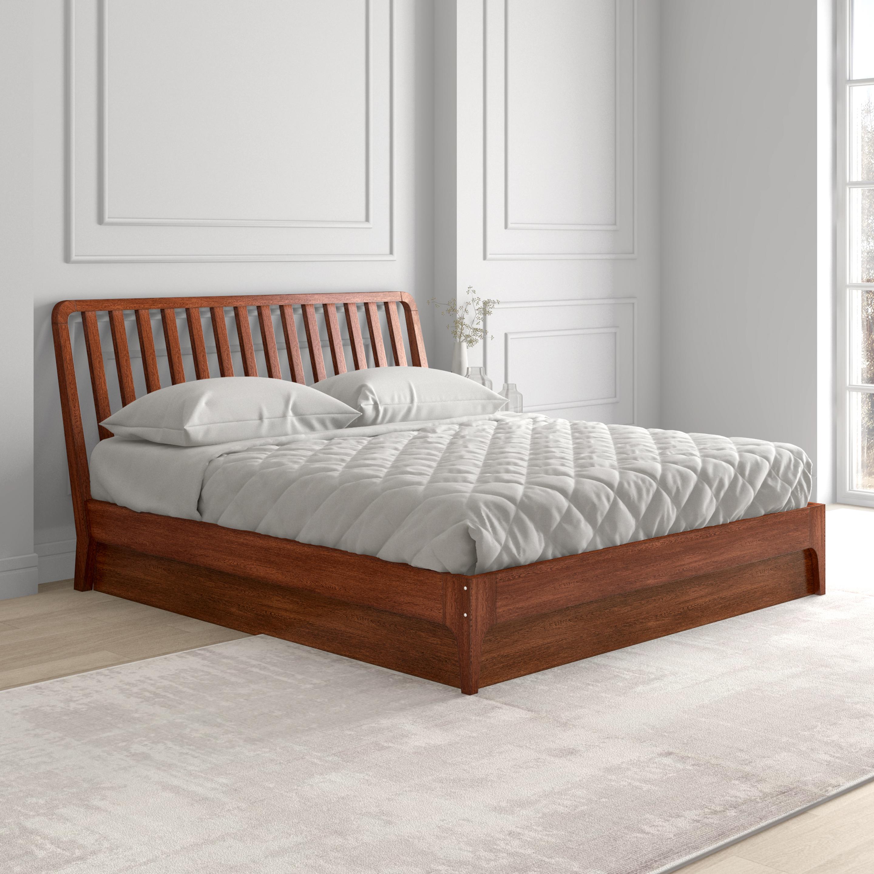Buy Olivia Wooden King Size Bed With Storage In Brown Online At Durian